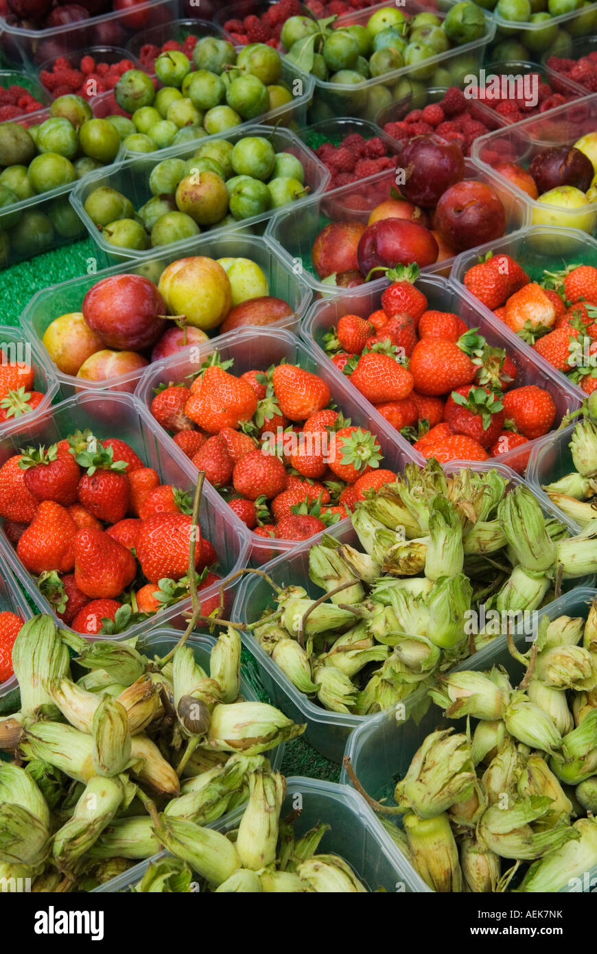 Fruit fresh soft grown summer fruits and hazel nuts UK. Farmers Market ...