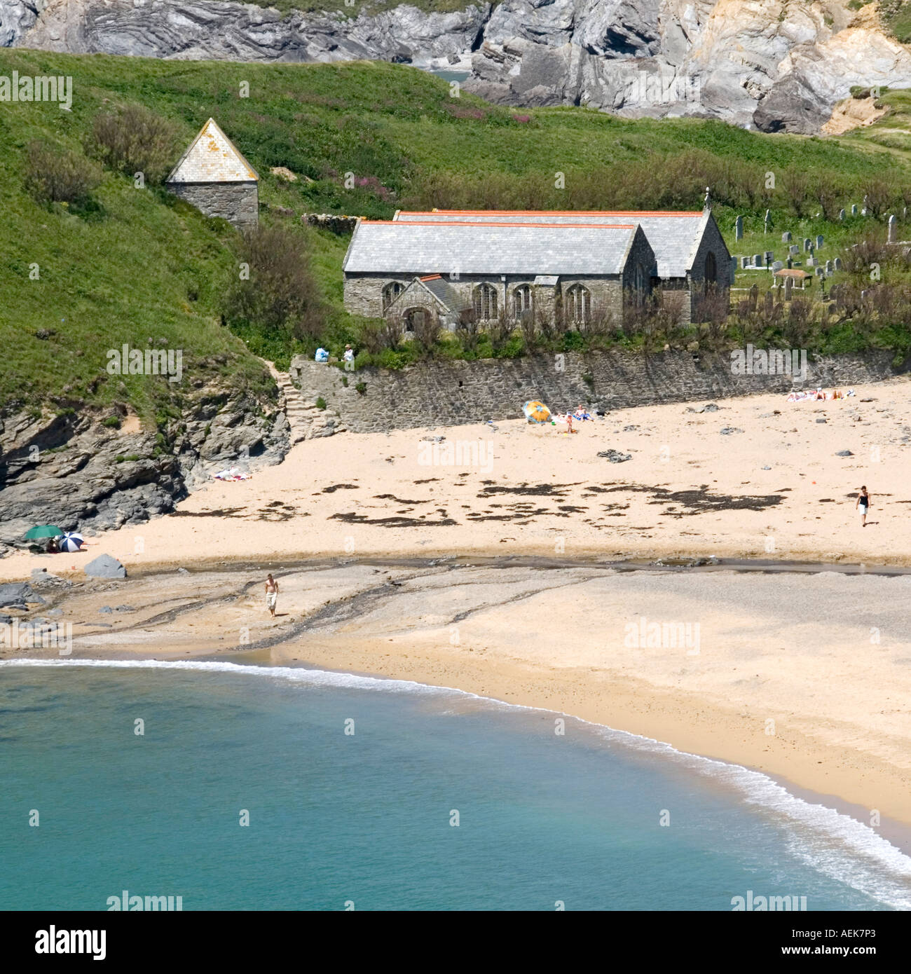Parish Church of Saint Winwaloe with graveyard & detached bell tower at ...