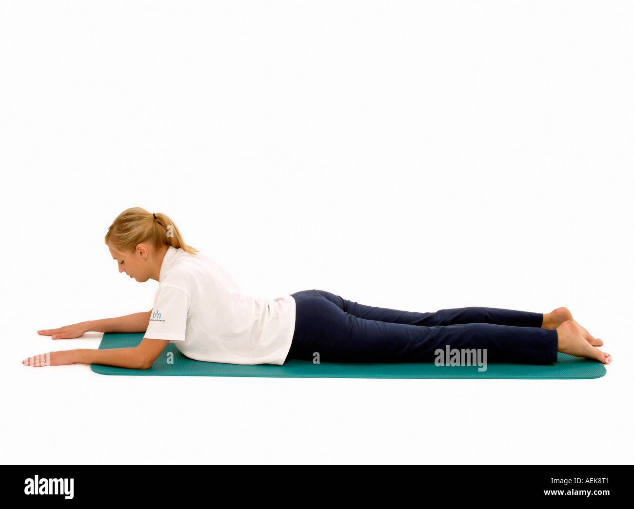 Woman stretching twist exercise Cut Out Stock Images & Pictures - Alamy