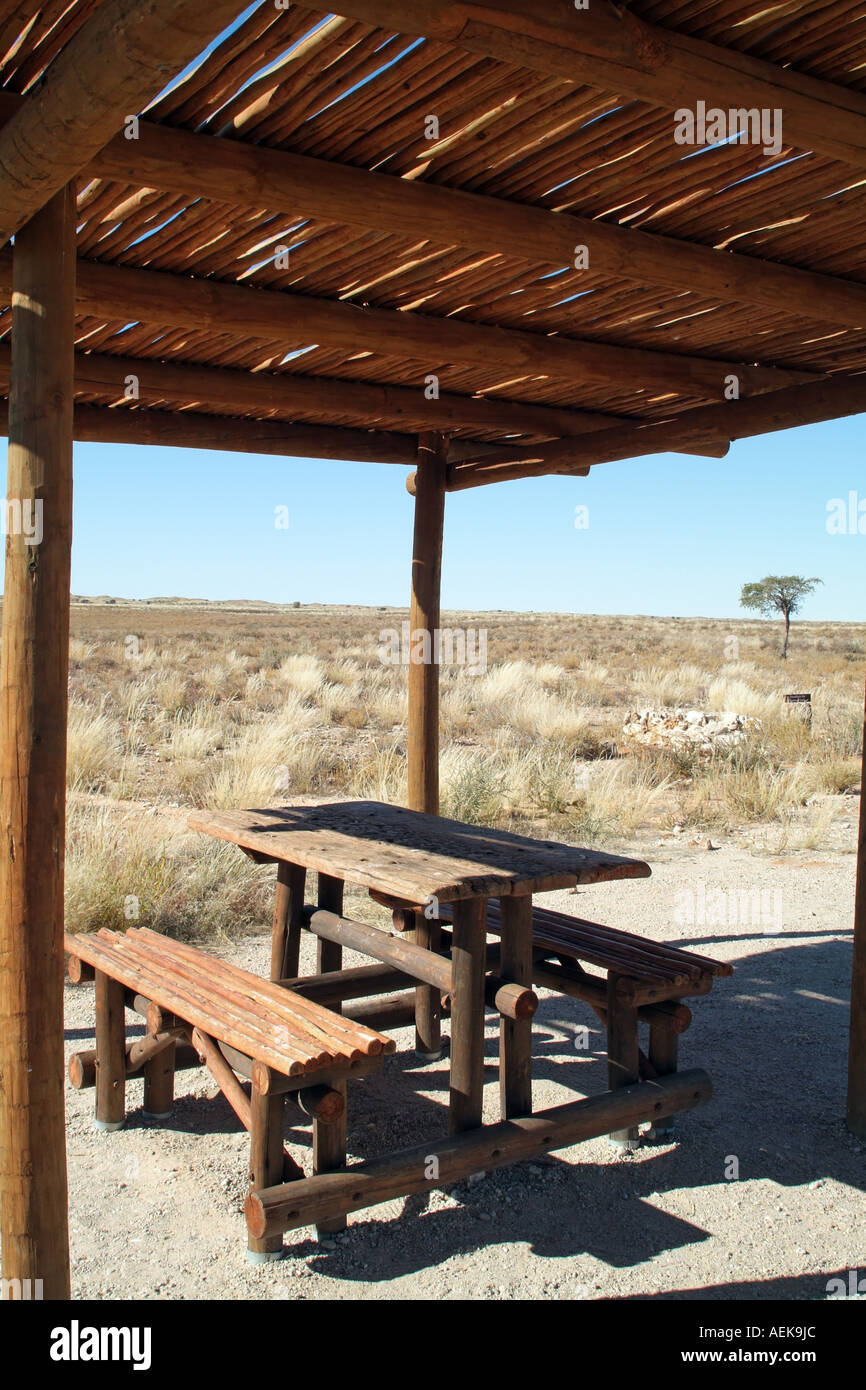 Kalahari South Africa RSA. Table and bench seats in the shade of this ...