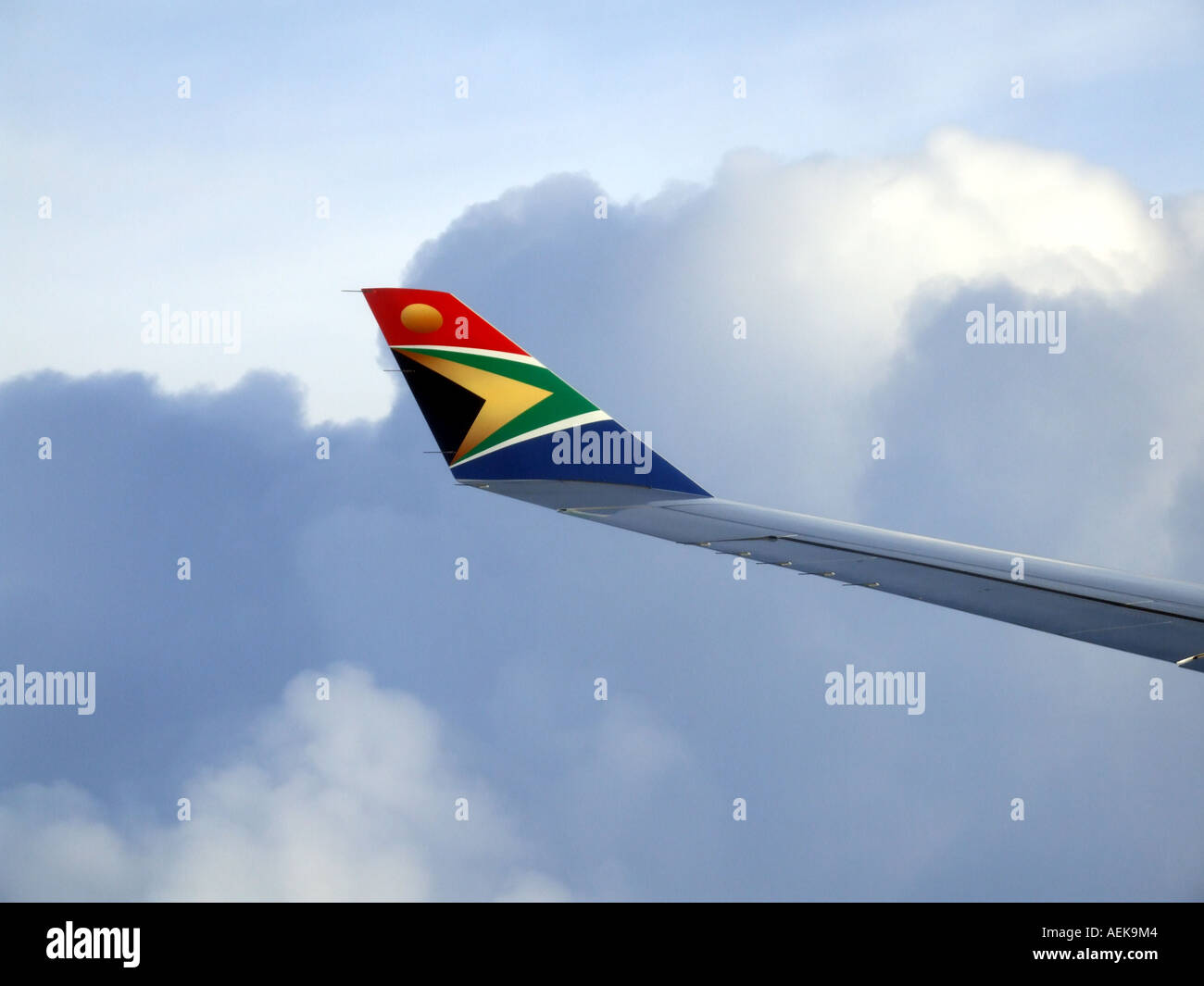 Winglet on A340 600 aircraft of South African Airways fleet shows the ...