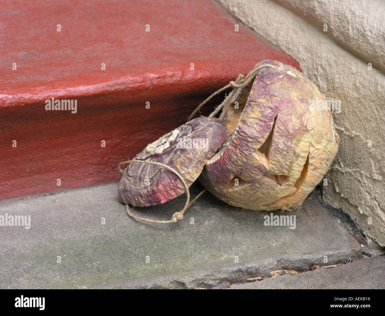 Halloween turnip or swede lantern on a doorstep Stock Photo - Alamy