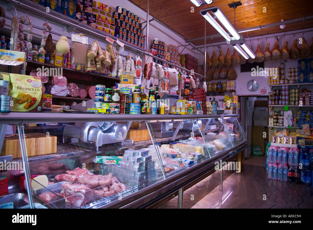 Delicatessen meat and cheese case Pisa Tuscany Italy Stock Photo - Alamy