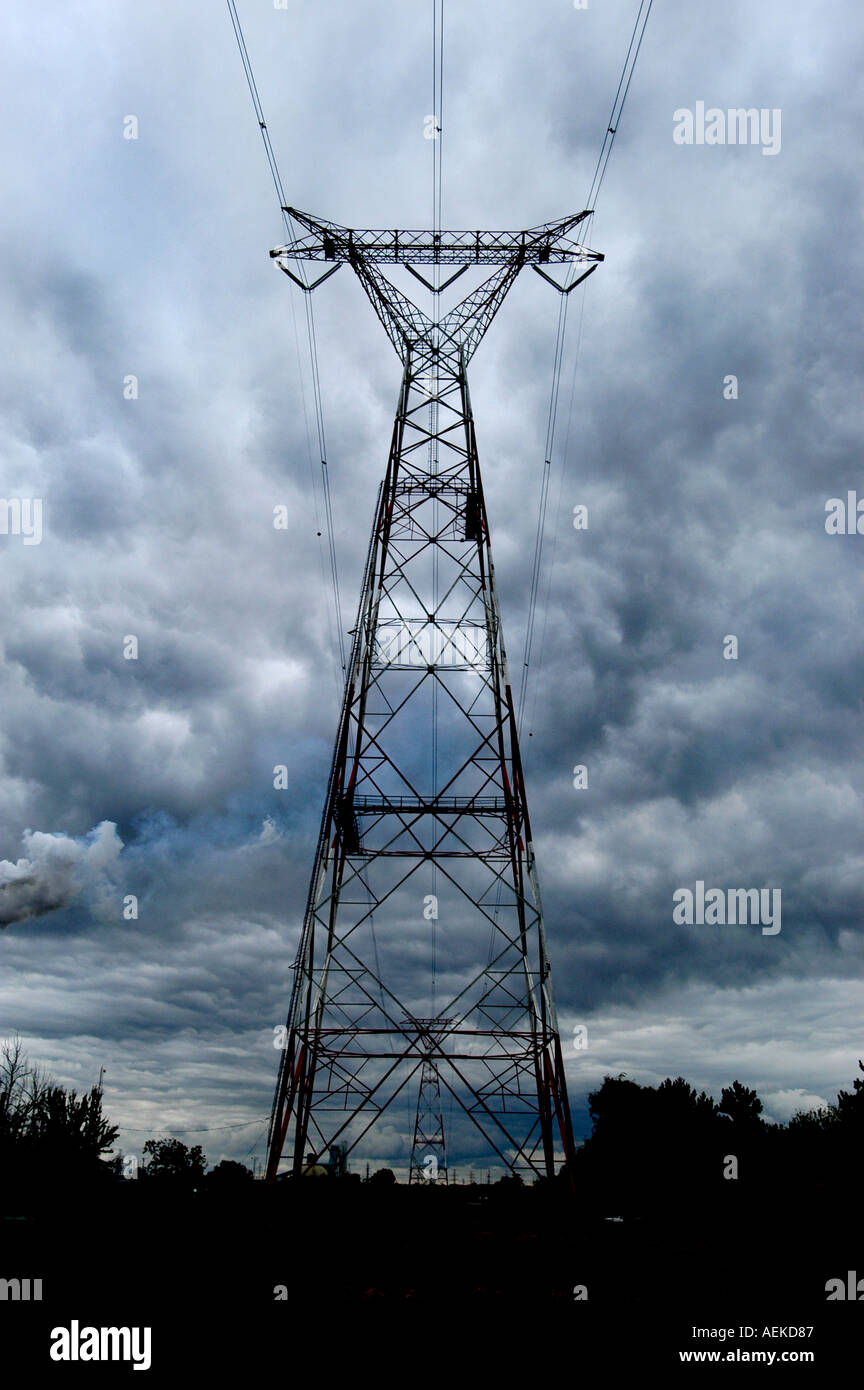 Electrical Power lines with a backdrop of storm clouds Stock Photo - Alamy