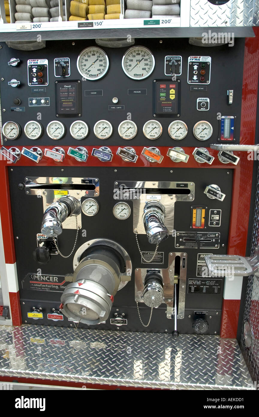 Control panel on a fire truck Stock Photo - Alamy