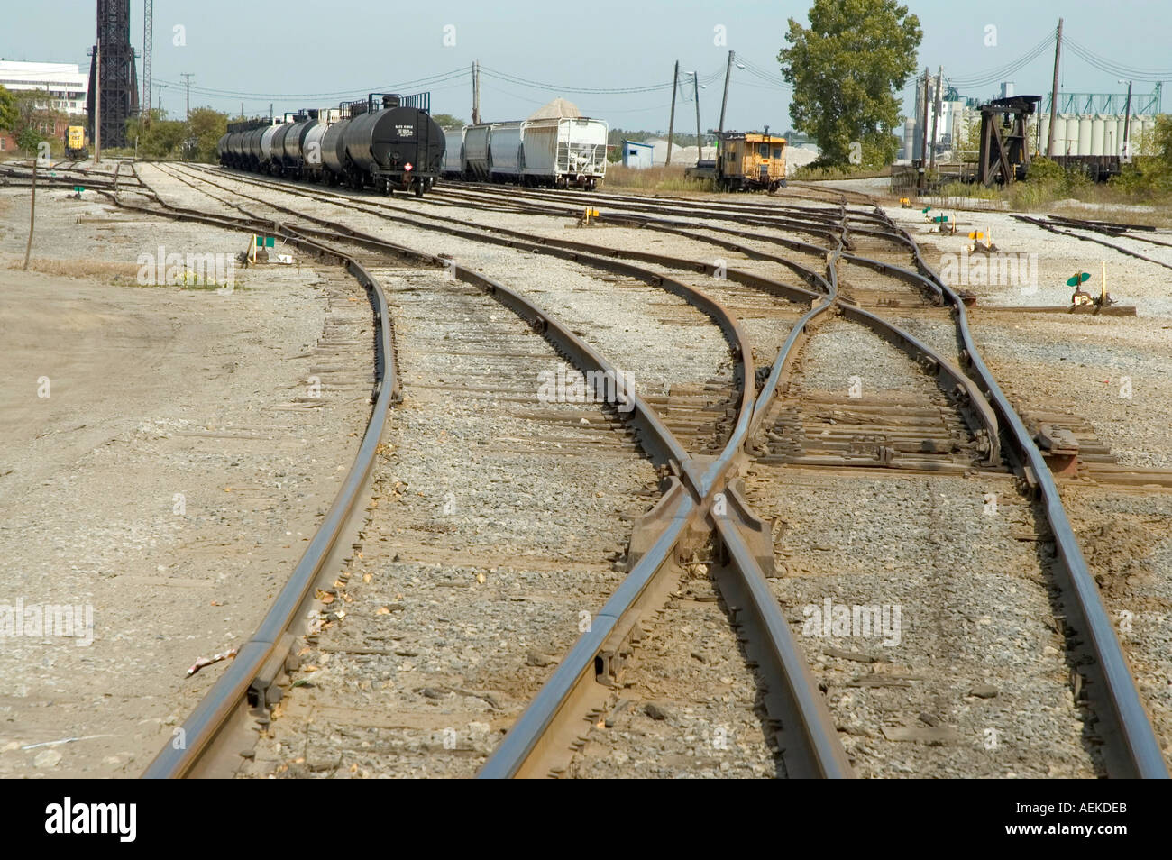 Many railroad tracks split off of main line Stock Photo - Alamy