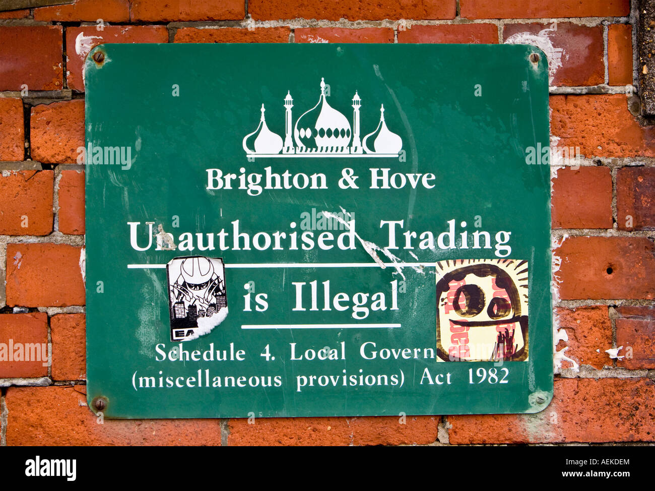 Brighton & Hove council sign warning about unauthorized trading Stock ...