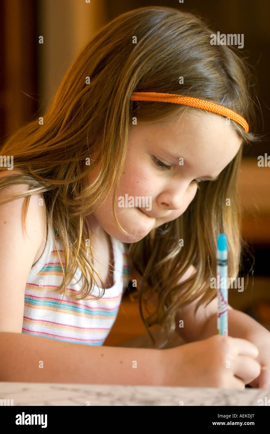 Closeup of Girl Coloring Stock Photo - Alamy
