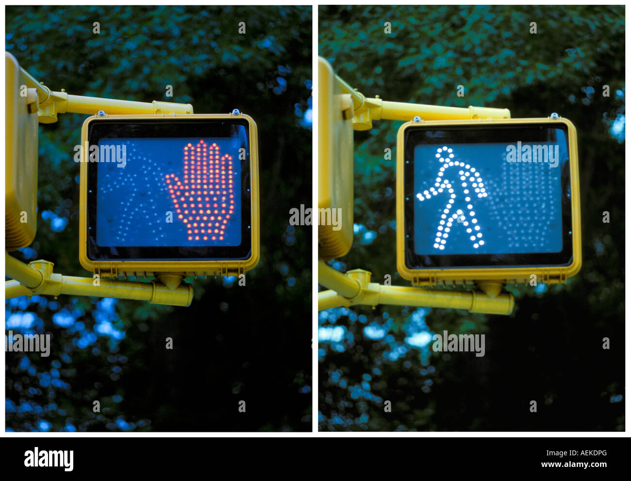 Before and after Do not walk and walk sign Stock Photo - Alamy