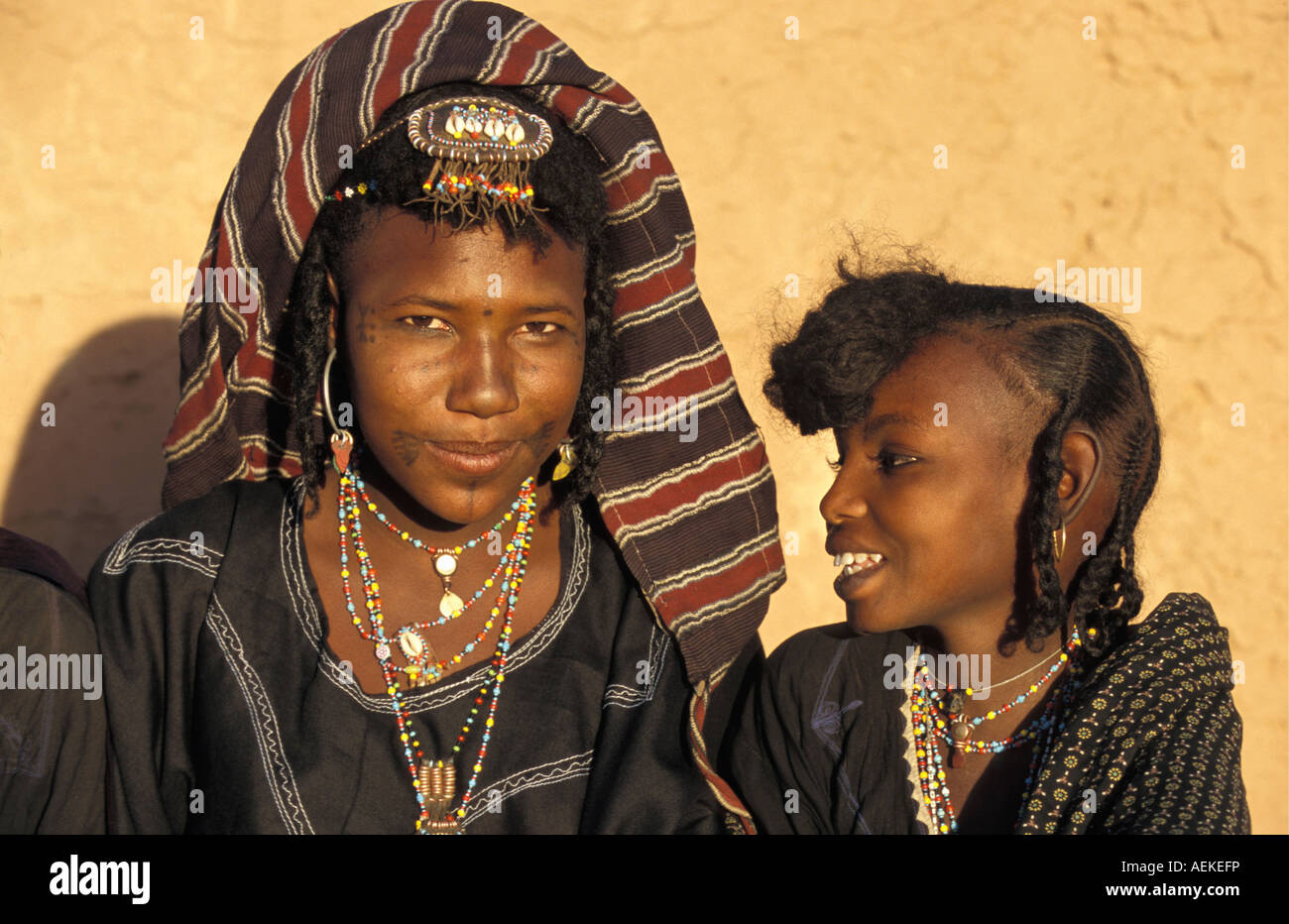 Mali, Anderamboukane near Gao, Girl from Wodaabe tribe dressed for ...
