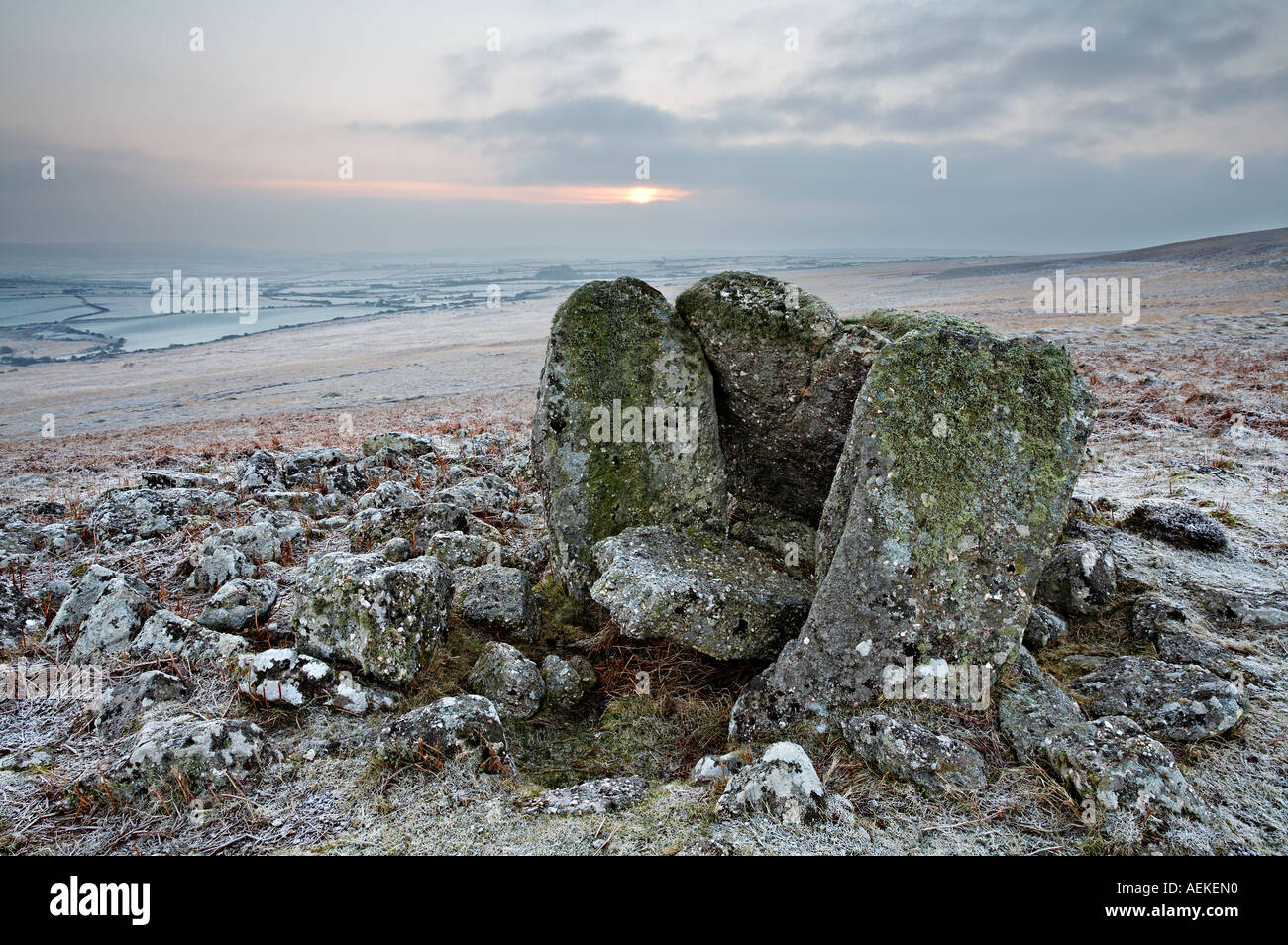 Winter Sunrise Sweynes Howes Ancient Site Rhossili Down Gower Peninsula ...
