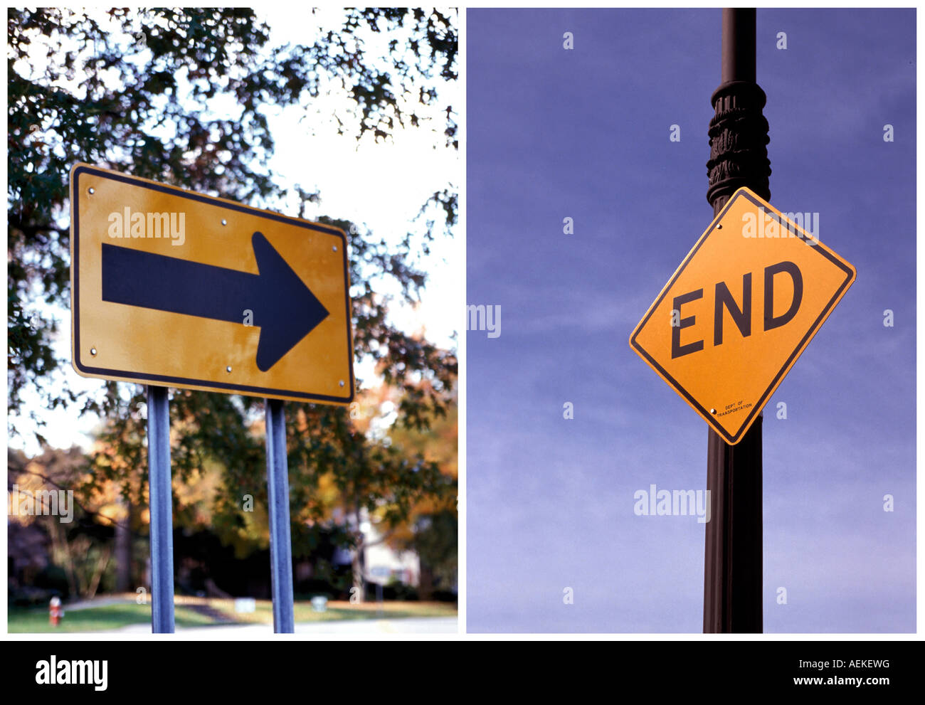 Before and after Directional sign Stock Photo - Alamy