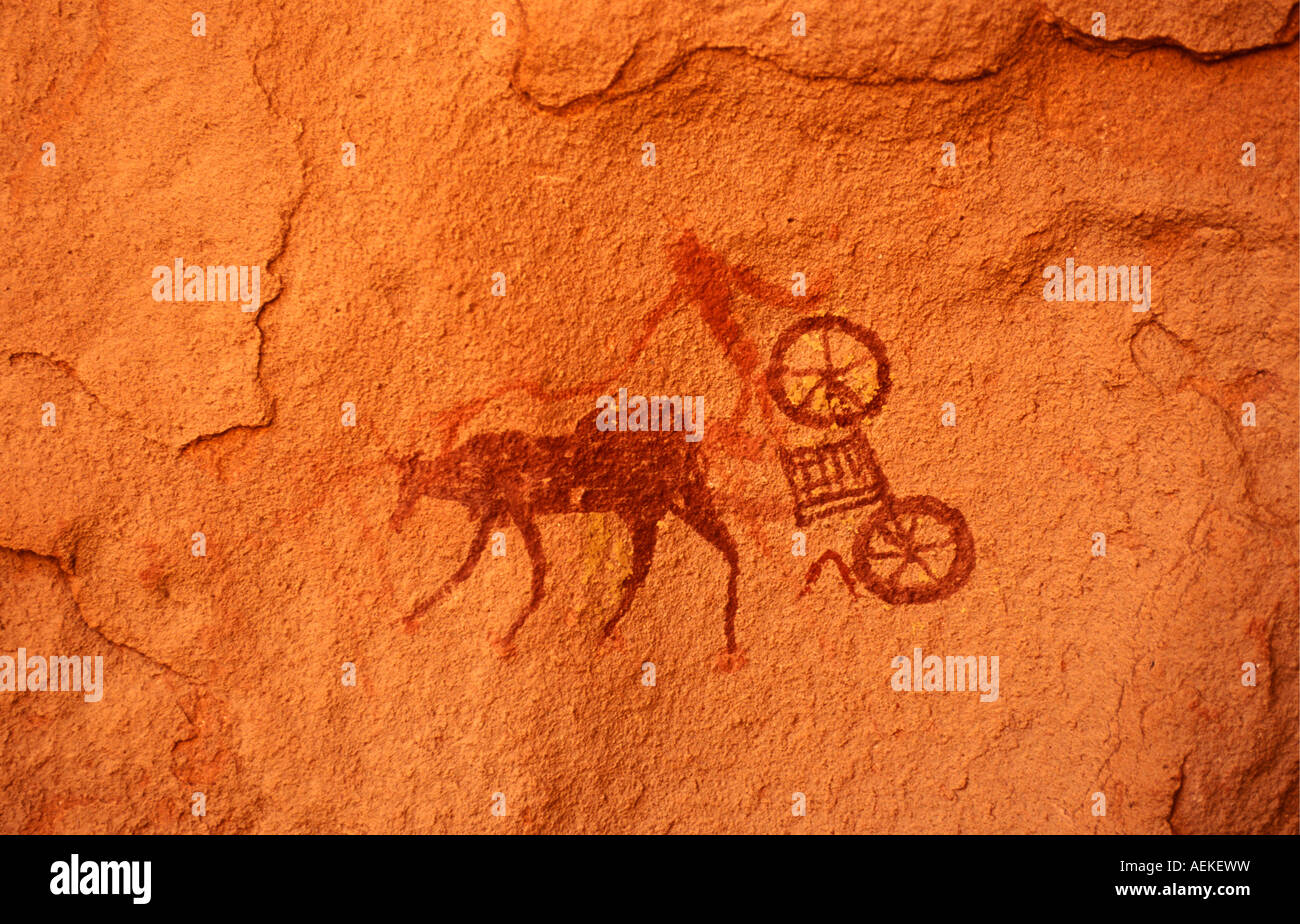 Libya Akakus Prehistoric paintings on rock Stock Photo - Alamy