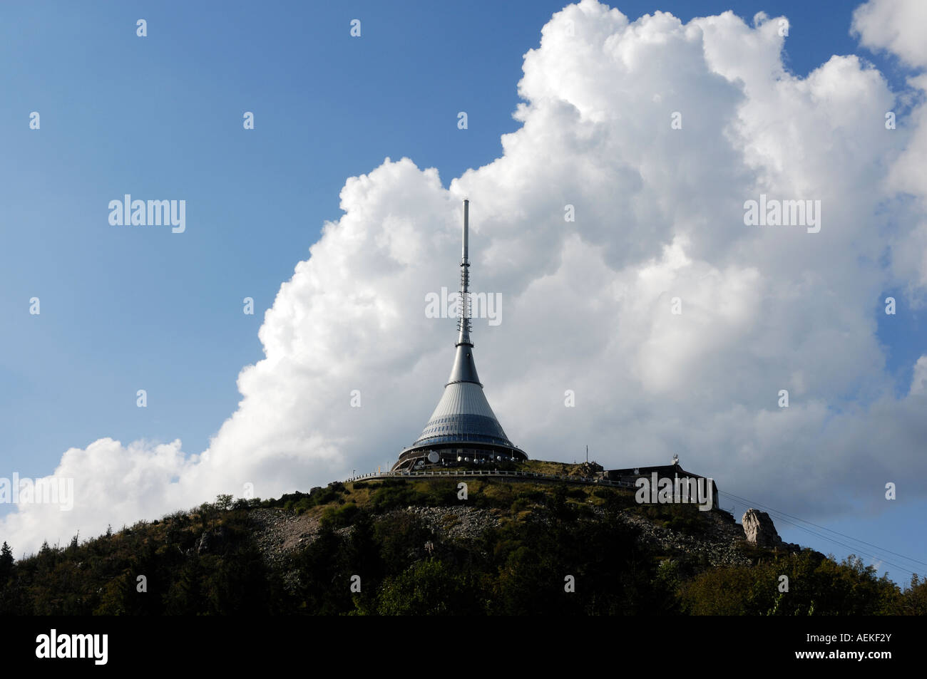 Telecommunication tower and hotel Jested, Mountain Northern Bohemia ...
