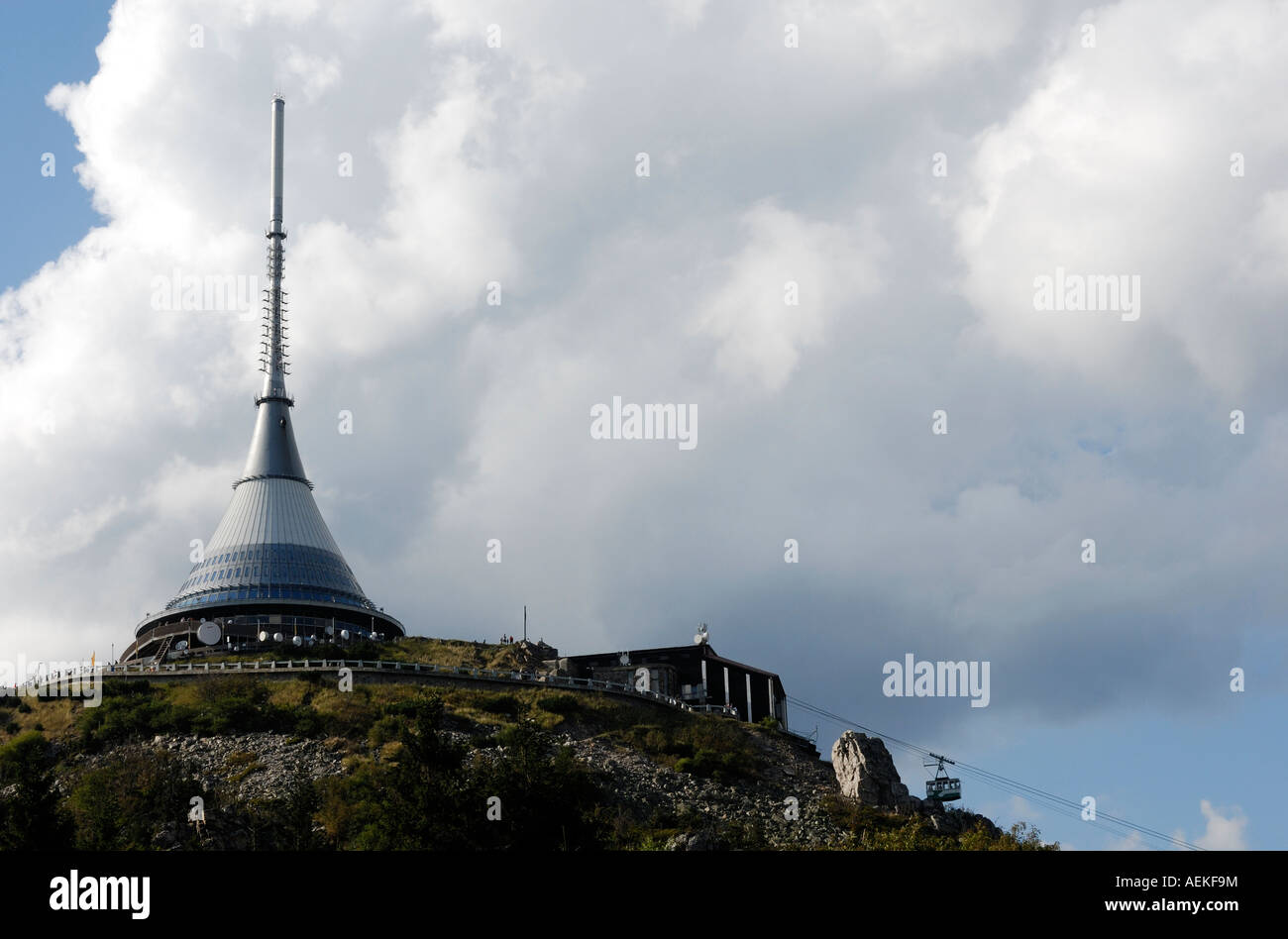 Telecommunication tower and hotel Jested, Mountain Northern Bohemia ...