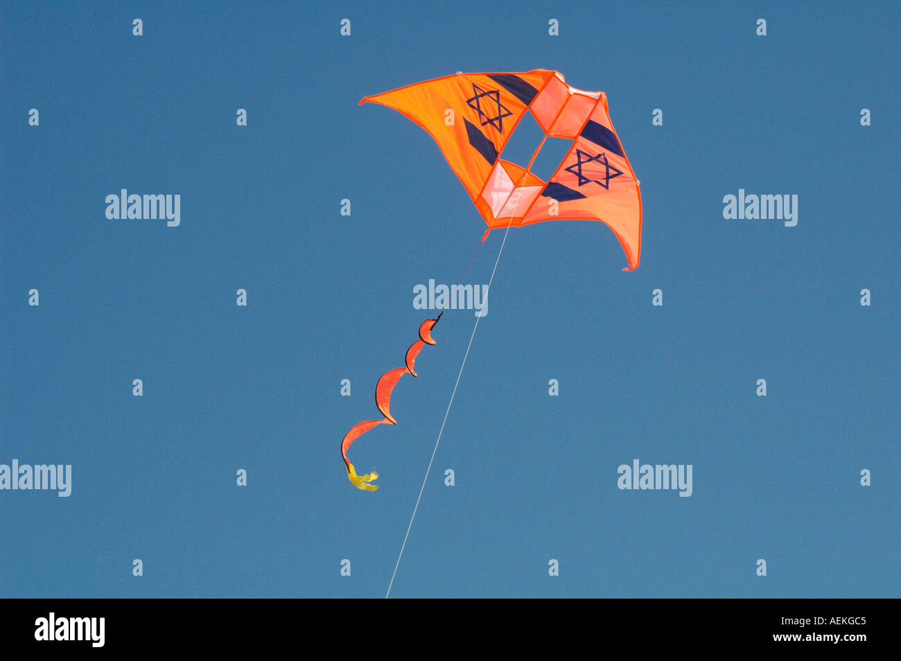 Kite with Star of David Jewish symbol flying in the sky Stock Photo - Alamy