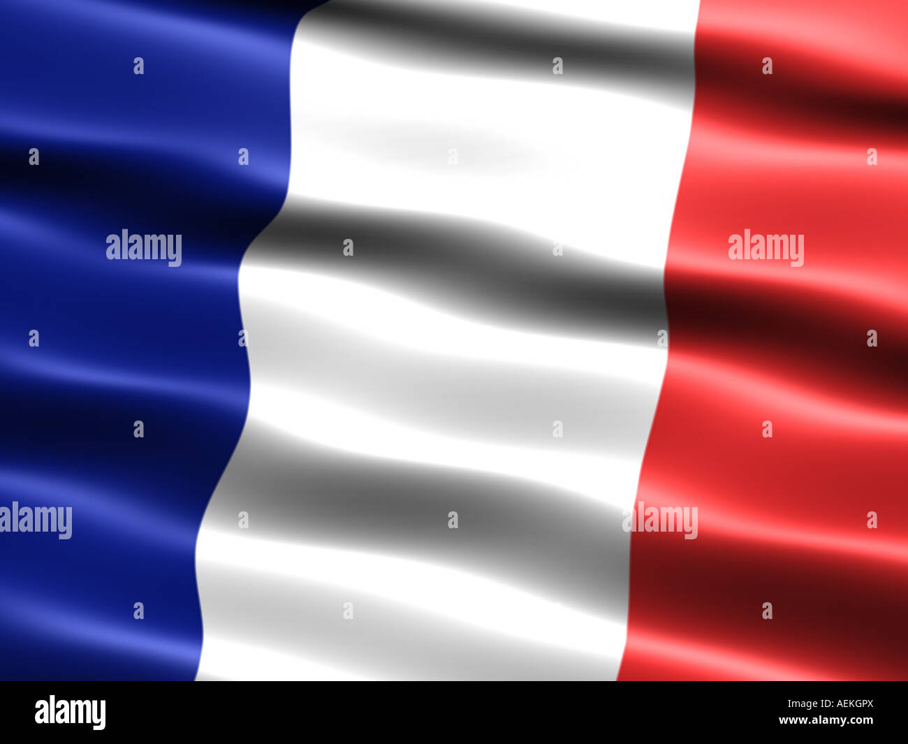 Computer generated illustration of the flag of France with silky ...