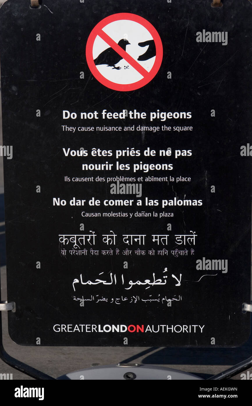 Feed pigeons sign trafalgar square hi-res stock photography and images ...