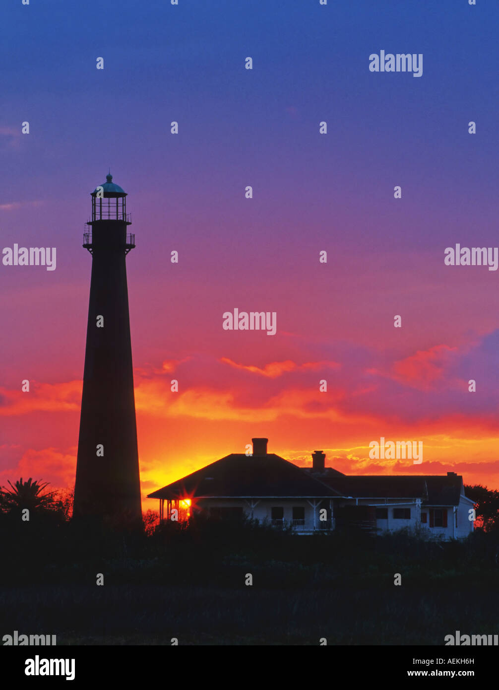 Bolivar Lighthouse at Sunset Point Bolivar Texas Stock Photo - Alamy