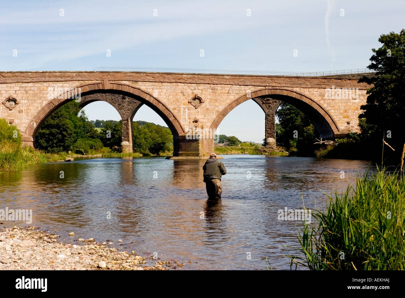 Fly fishing in the River Esk at Northwater road bridge,Angus, Scotland ...