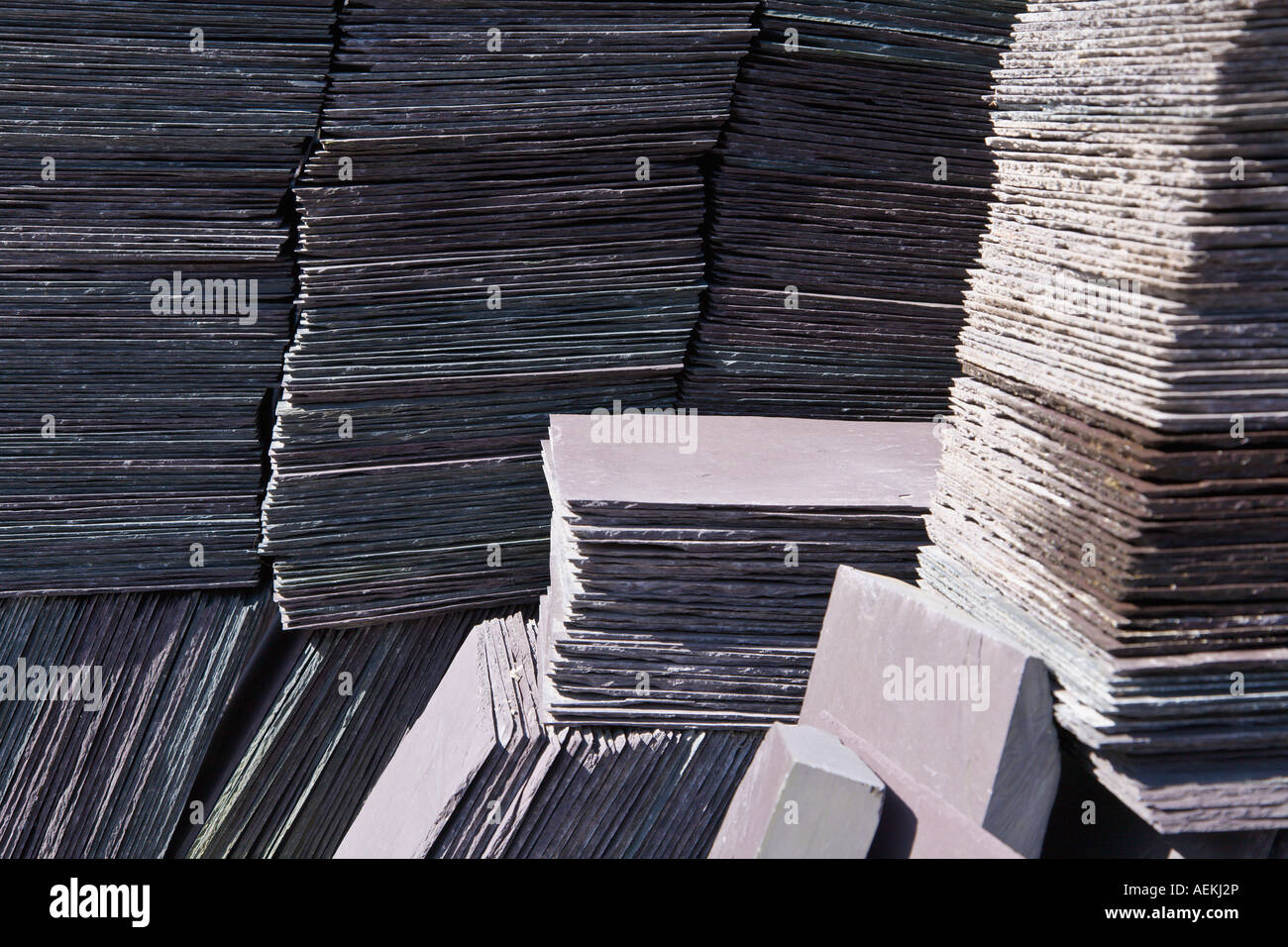 Stacks of [slate tiles] [Welsh Slate Museum] Llanberis Gwynedd "North ...
