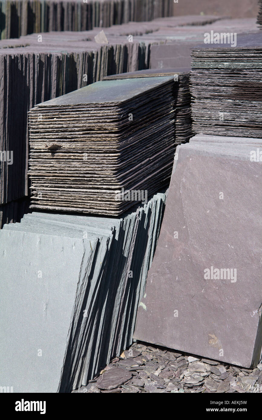 Stacks of [slate tiles] [Welsh Slate Museum] Llanberis Gwynedd "North ...