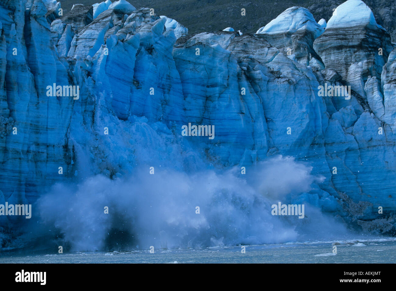 USA Alaska Glacier Bay National Park Massive iceberg calves from face ...