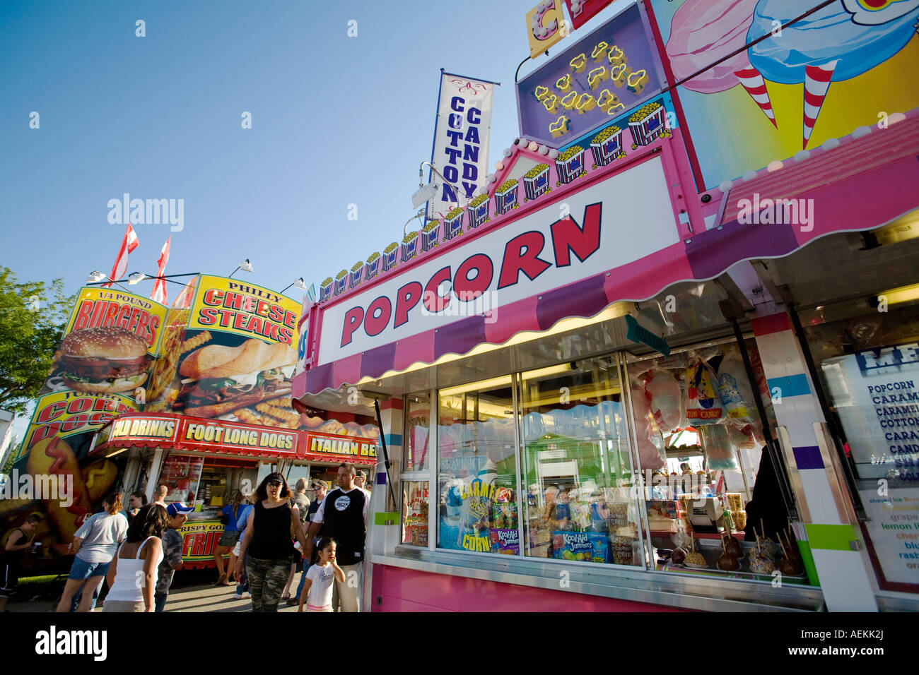ILLINOIS Grayslake Fast food booths at Lake County Fair cotton candy ...