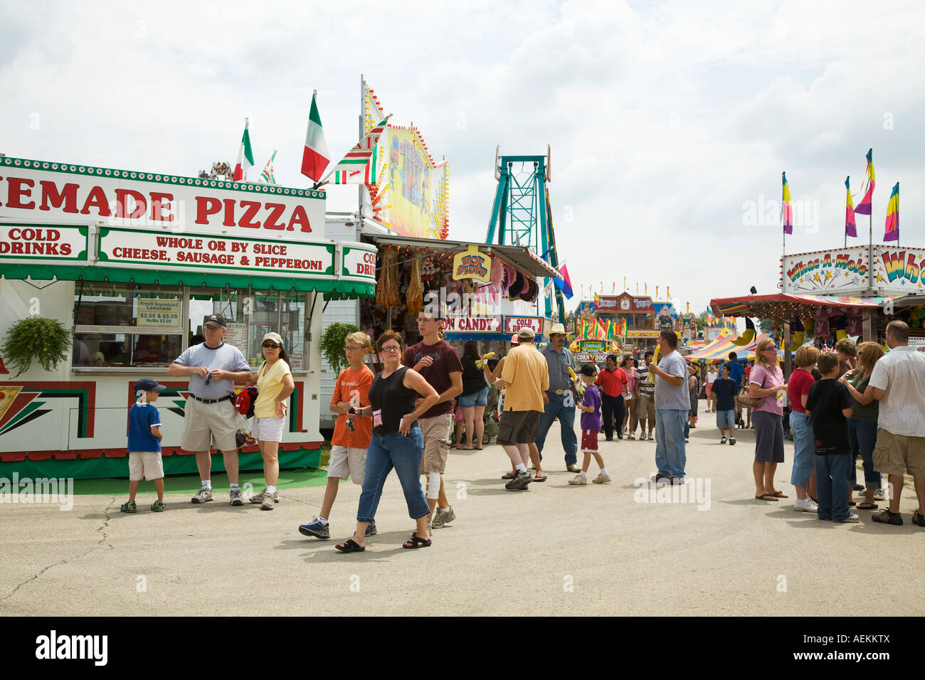 ILLINOIS Grayslake People walking down road at Lake County Fair ...