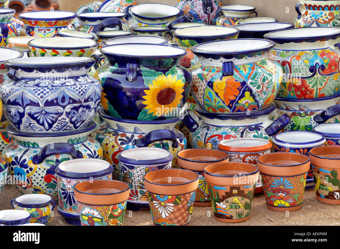Colorful pots for sale Tubac Arizona Stock Photo - Alamy