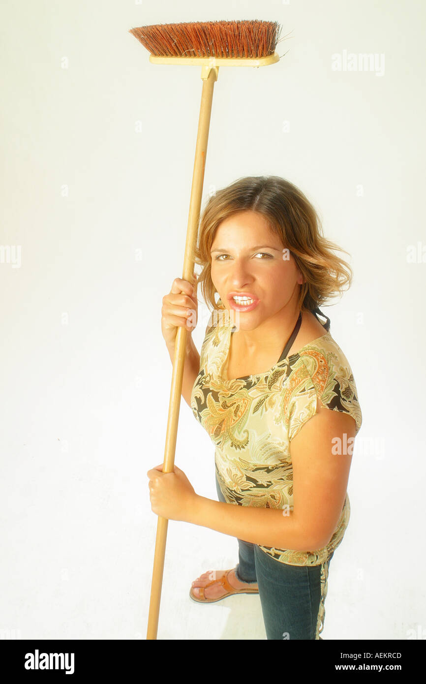 Lady with broom hi-res stock photography and images - Alamy