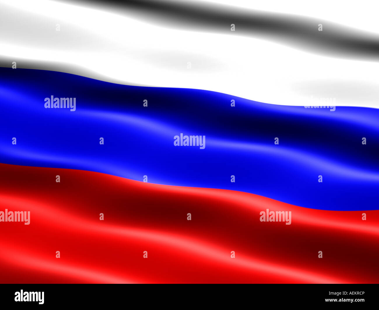 Computer generated illustration of the flag of Russia with silky ...