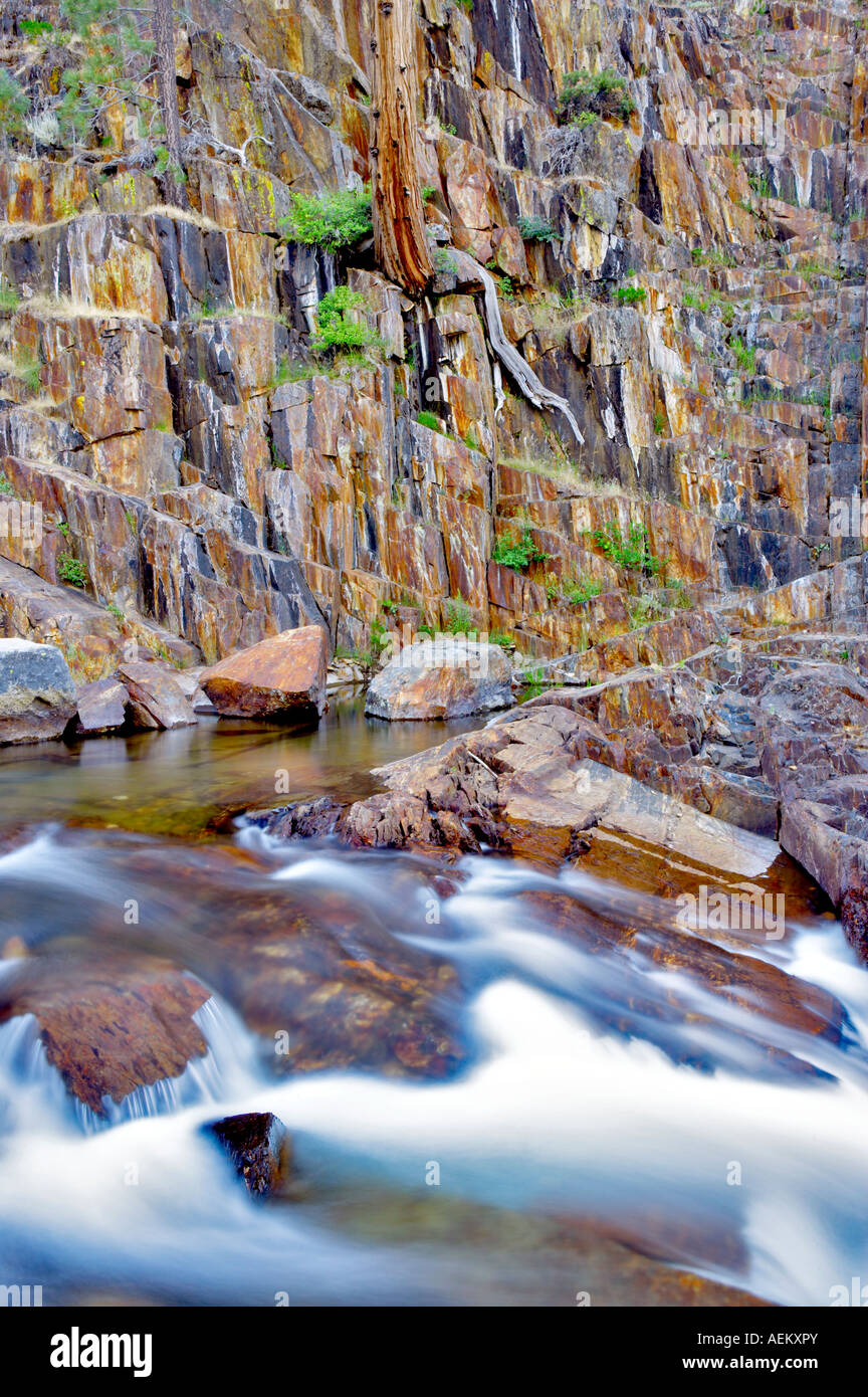 Glen Alpine Creek and multi colored rock wall California Stock Photo ...