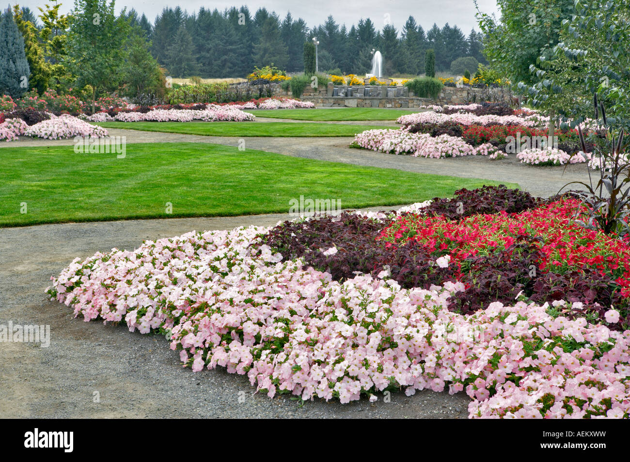 Path and flowers through Oregon Gardens Stock Photo - Alamy