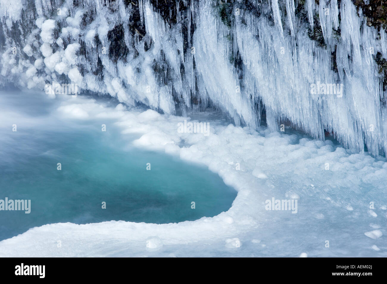 Multnomah Falls with ice Oregon Stock Photo - Alamy