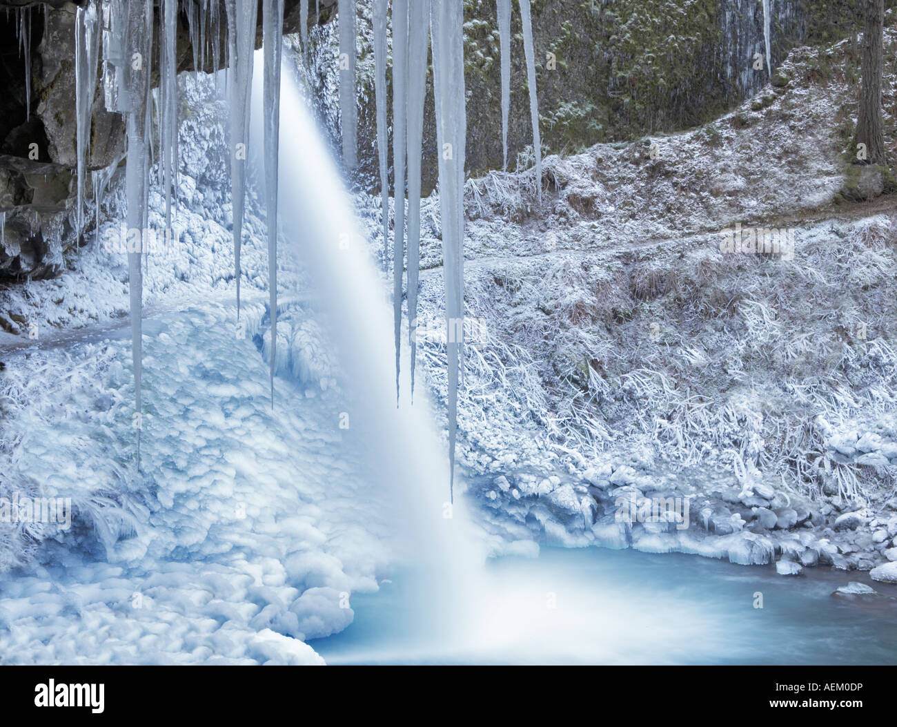 Upper Horsetail Falls with ice Columbia River Gorge National Scenic ...