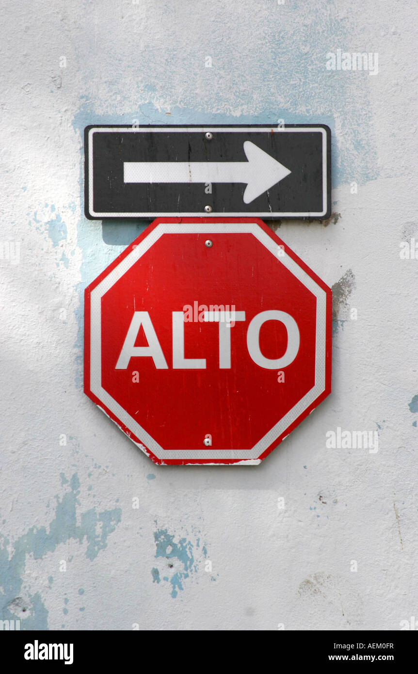 Casco Antiguo Panama Republic of Panama A stop and direction signs on a ...