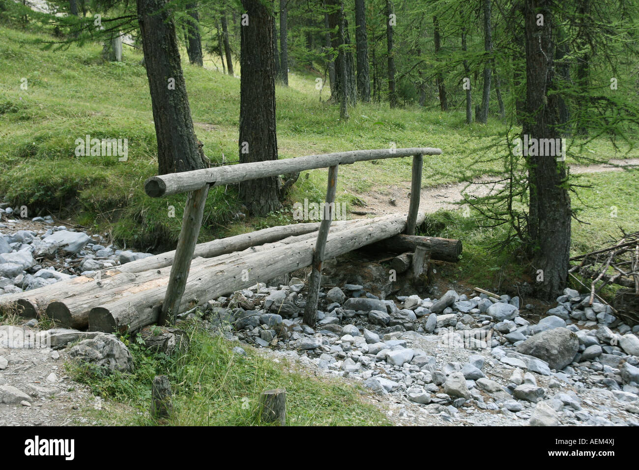 Wooden Foot Bridge Alpine Meadow French Alps Stock Photo - Alamy