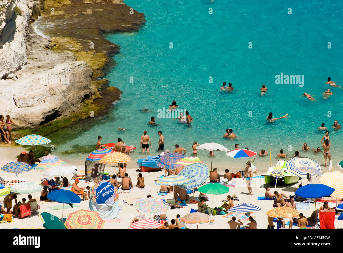 Summer crowds on the beaches of Tropea Italy Stock Photo - Alamy
