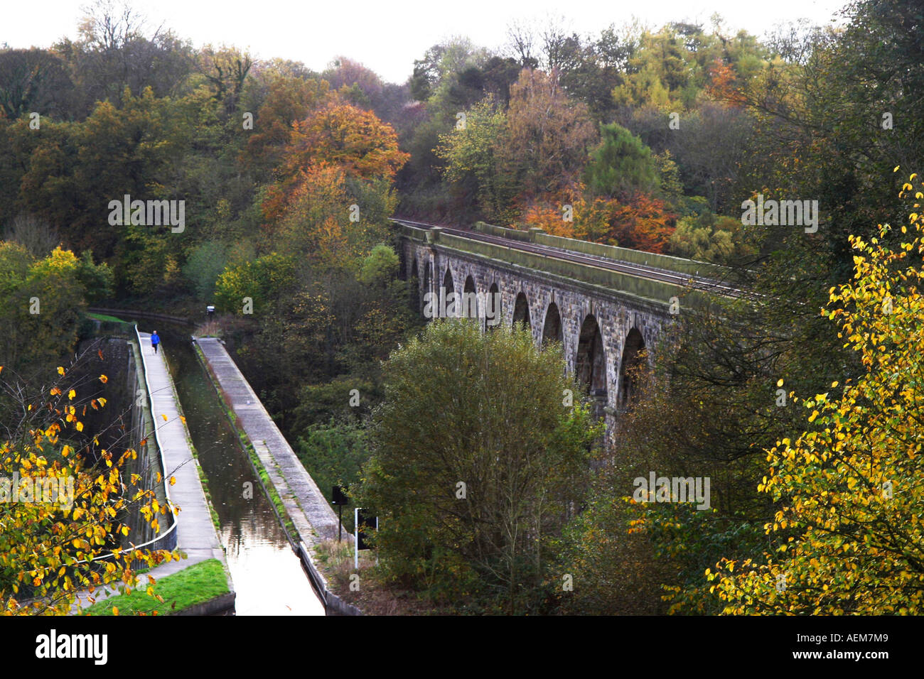 Canal Aqueduct Railway Viaduct Chirk Wrexham North East Wales Stock ...