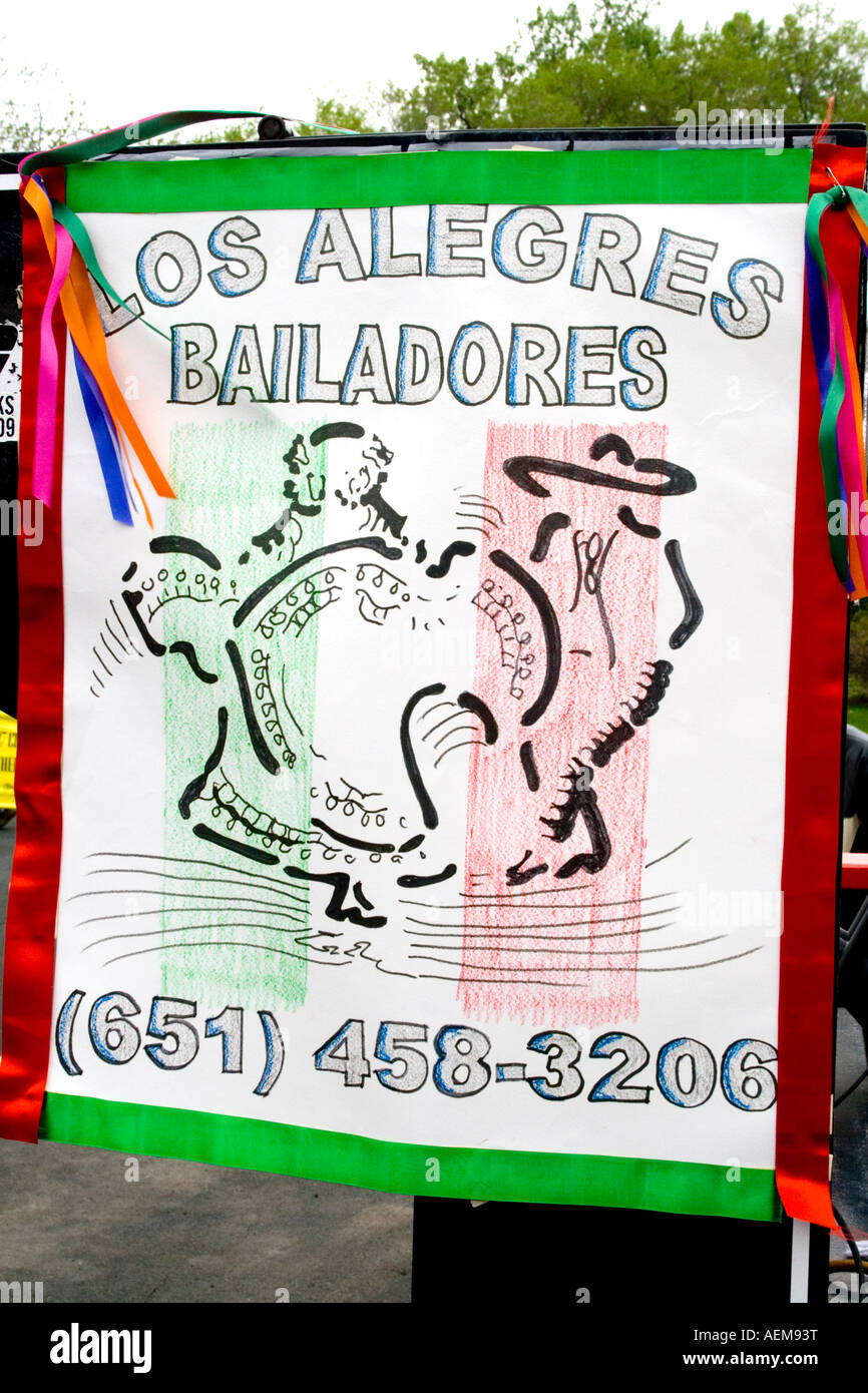 Poster on parade float advertising dance company. Cinco de Mayo Fiesta ...