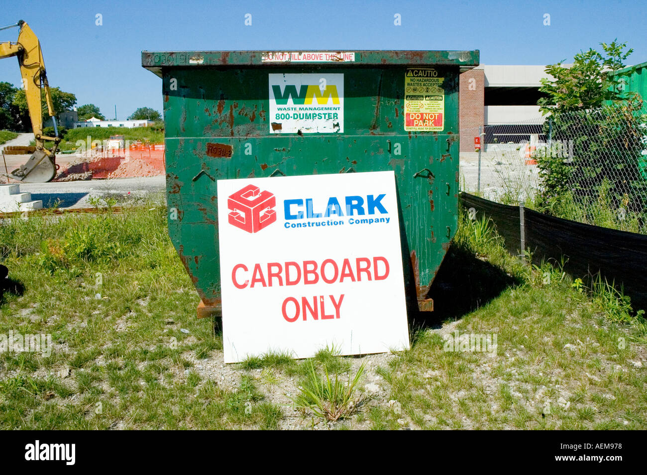 Container at work site to collect materials to be recycled Stock Photo ...