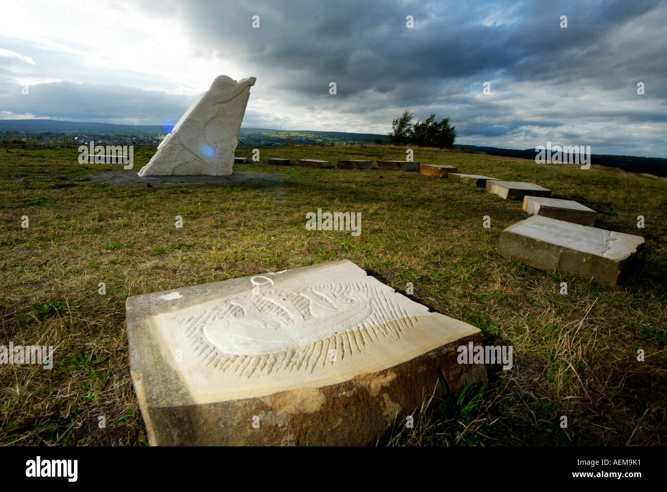 Sculpture Top of Bonc yr Hafod Country Park near Johnstown Wrexham ...