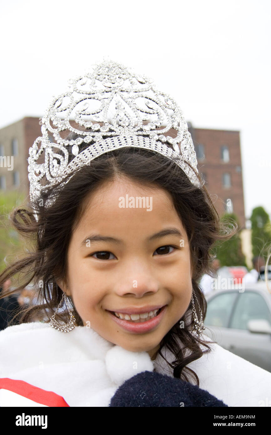 Young Chicana princess age 4 riding in the parade. Cinco de Mayo Fiesta ...