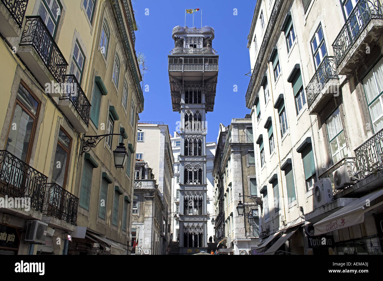 Santa Justa elevator in Lisbon (19th century), Portugal. Projected by ...