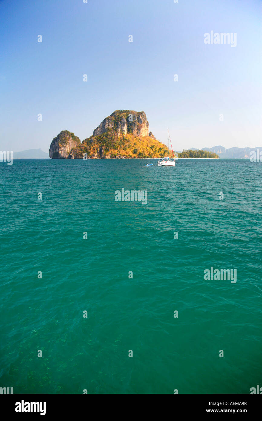 Boat and island in Andaman Sea, near Phuket, Thailand Stock Photo - Alamy