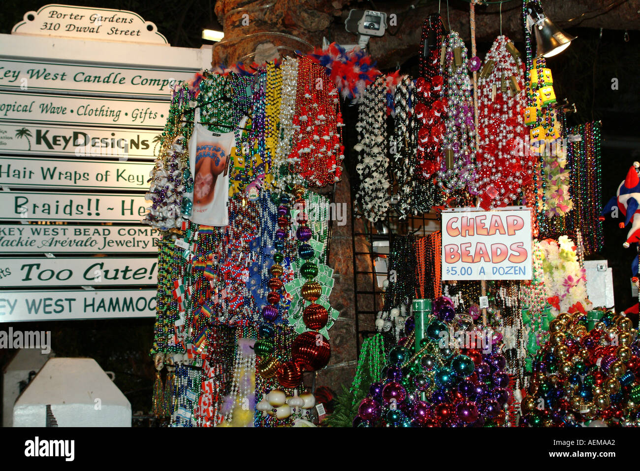 Key West Florida fl USA beads on sale Fantasy Fest Stock Photo - Alamy