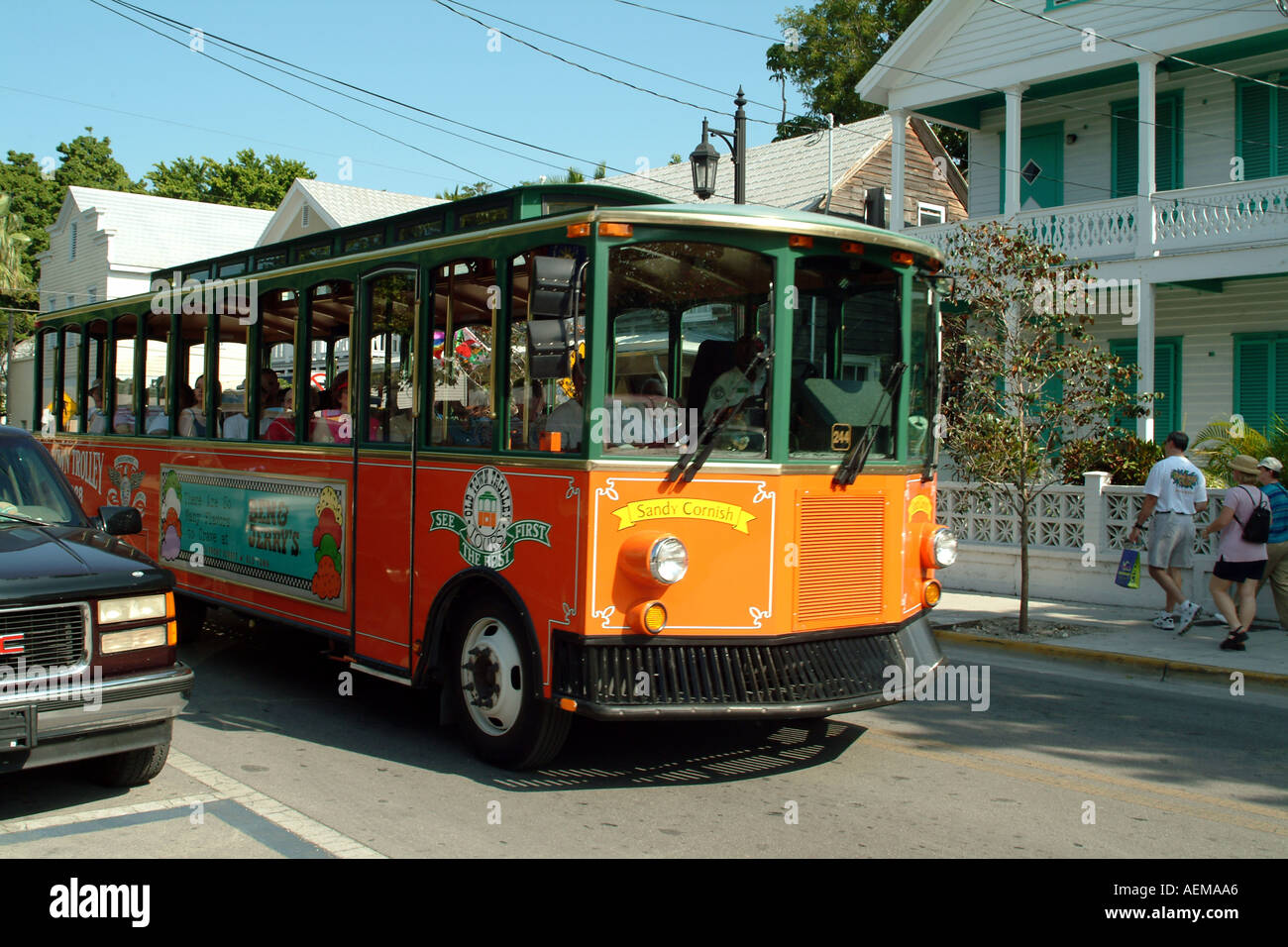 Key West Florida fl USA trolley bus Stock Photo - Alamy