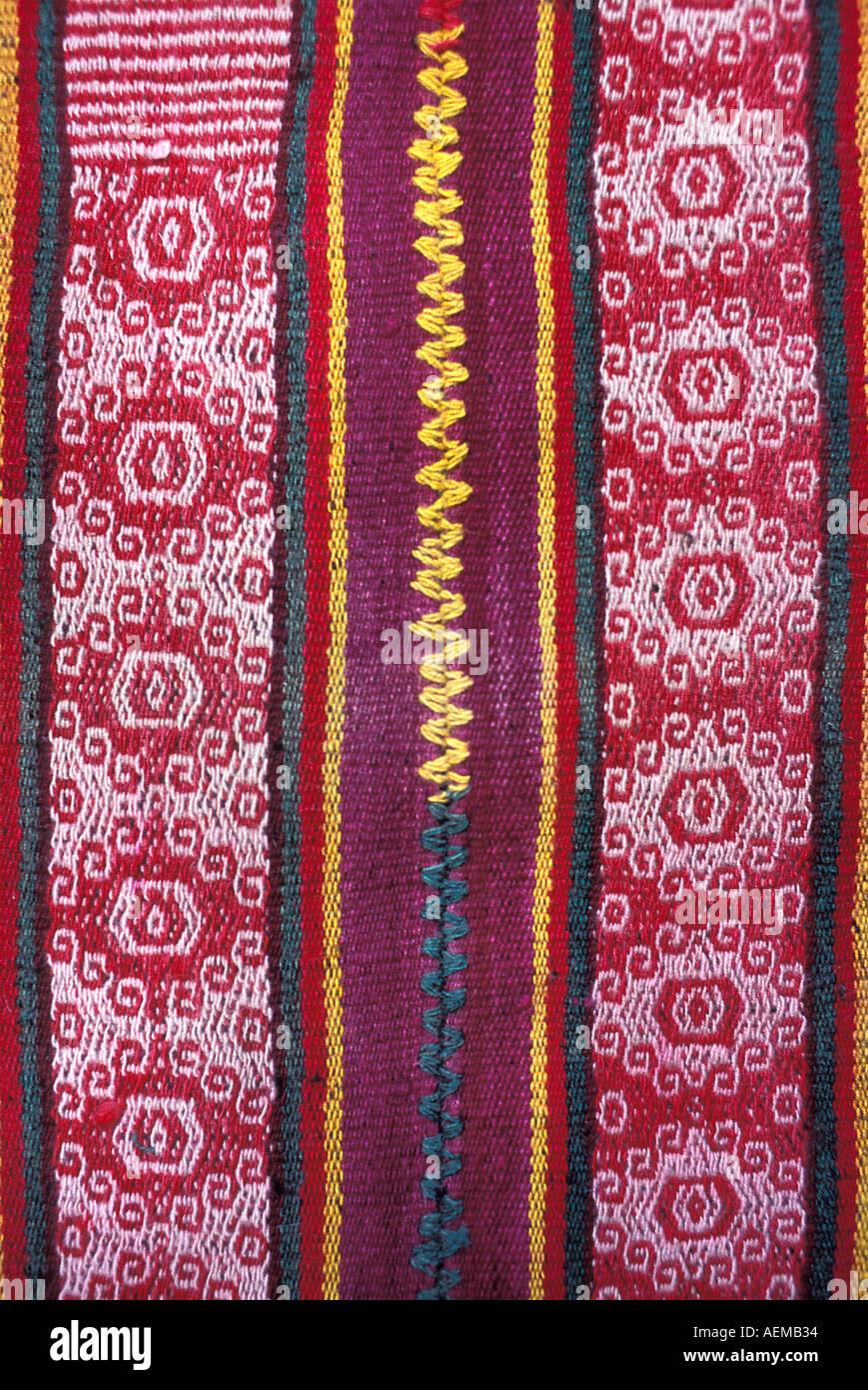 Detail up of Bolivian woven woollen textile as sold in La La Paz Sucre ...