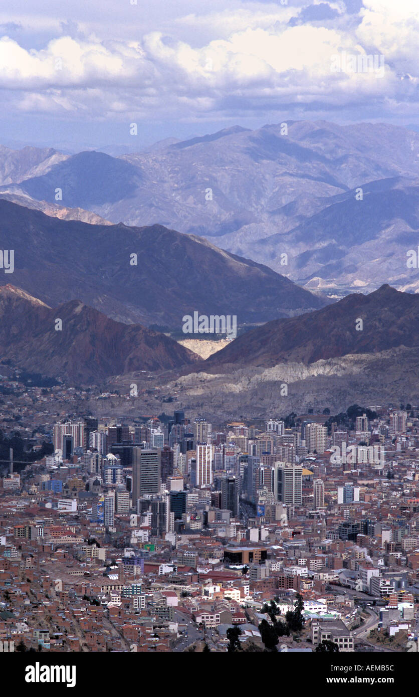 La Paz Central part of this high altitude Andean city viewed from ring ...
